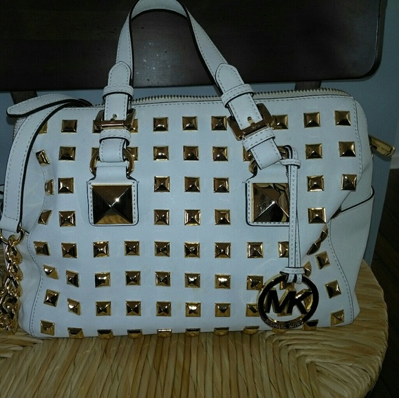 Michael Kors | Bags | Michael Kors White Studded Handbag | Poshmark